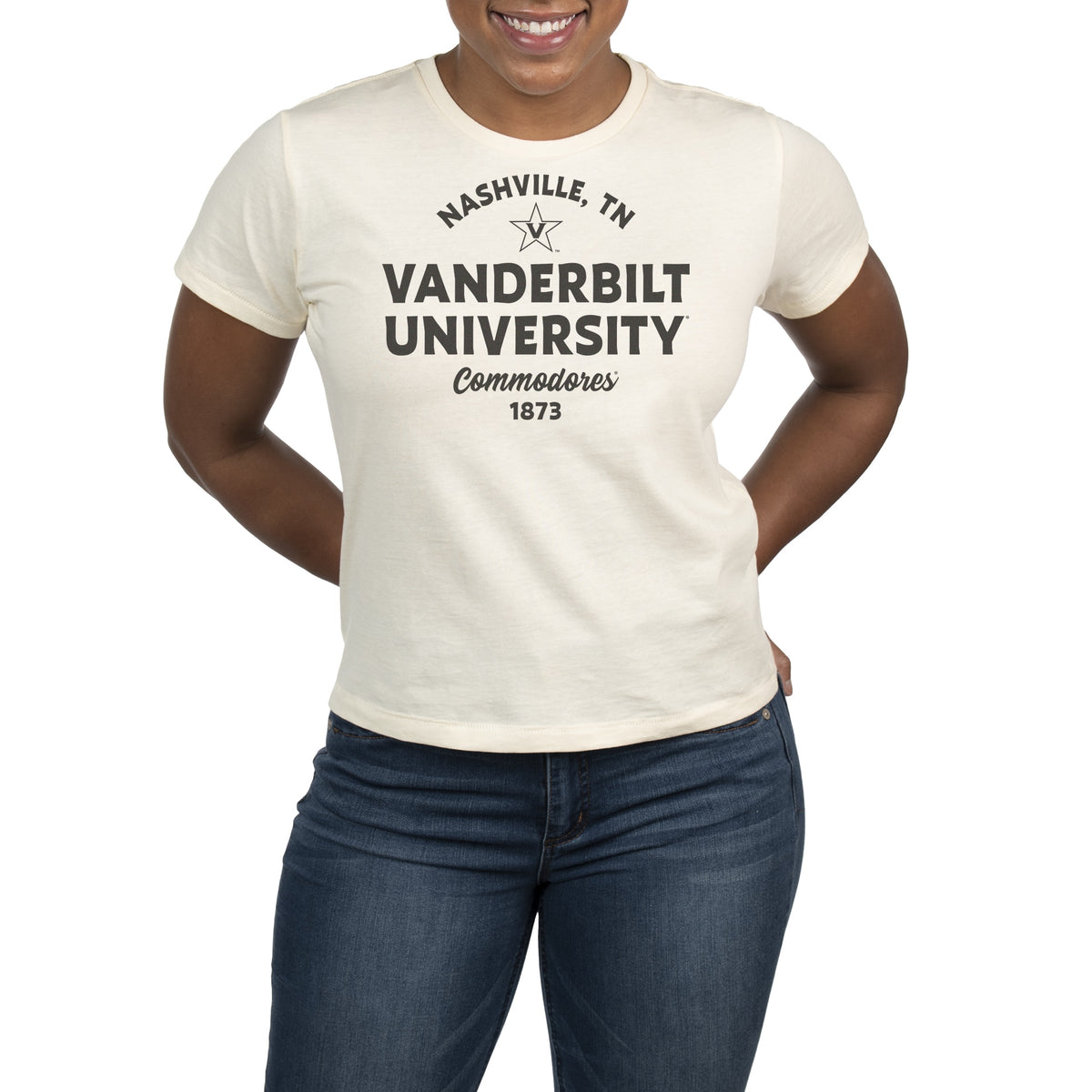 USCAPE Vanderbilt University Banner High Waisted Tee, Vintage White ...